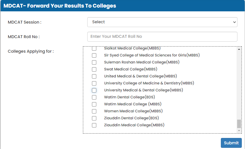 How to Forward PMC MDCAT Results To Colleges?